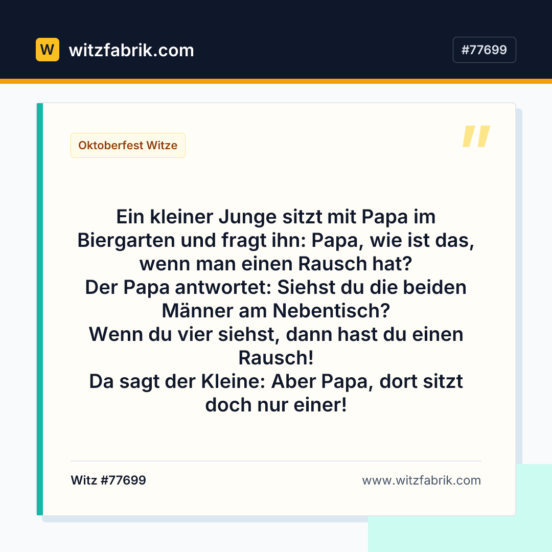 Ein kleiner Junge sitzt mit Papa im Biergarten… | Witzfabrik
